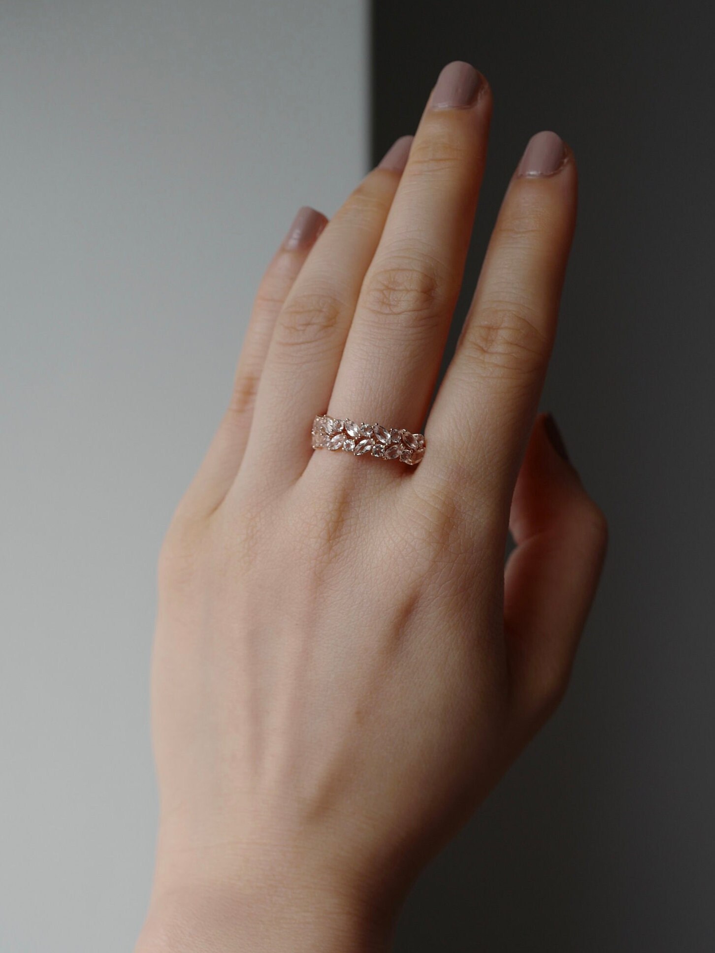 Morganite Ring Morganite Wedding Band Morganite Engagement - Etsy UK