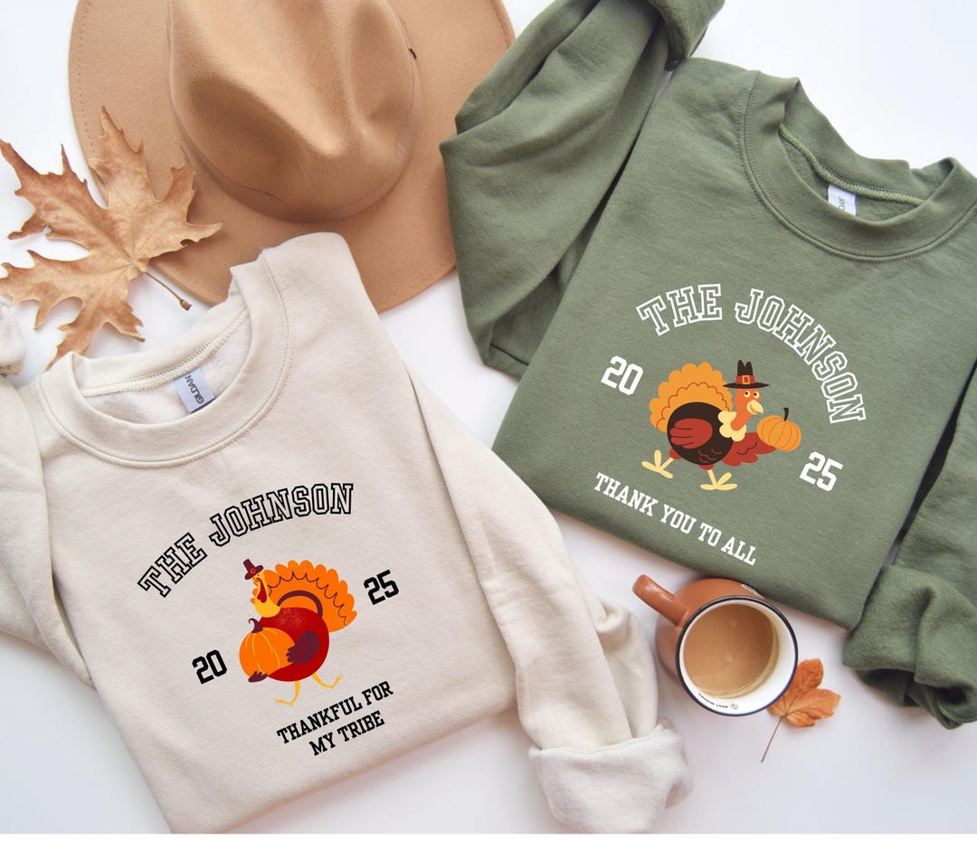 Personalized Thanksgiving Family Sweatshirt 2025 | Custom Turkey Shirt ...