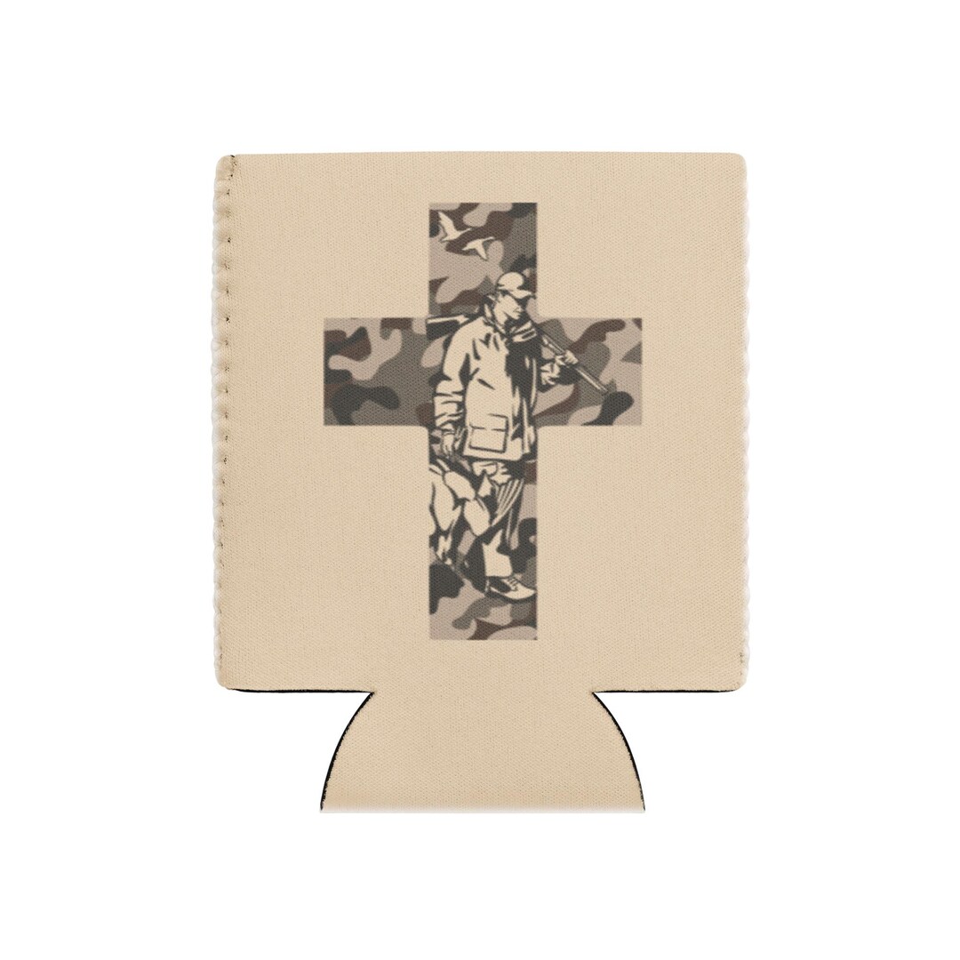 Christian Duck Hunting Can Koozie - Camo Cross Waterfowl Design | Faith ...