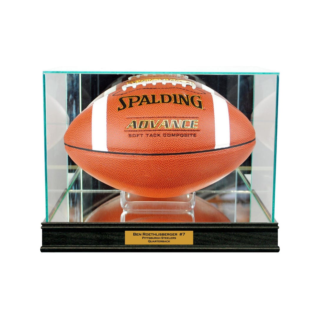Rectangle Football Glass Display Case UV Protected Football Holder ...