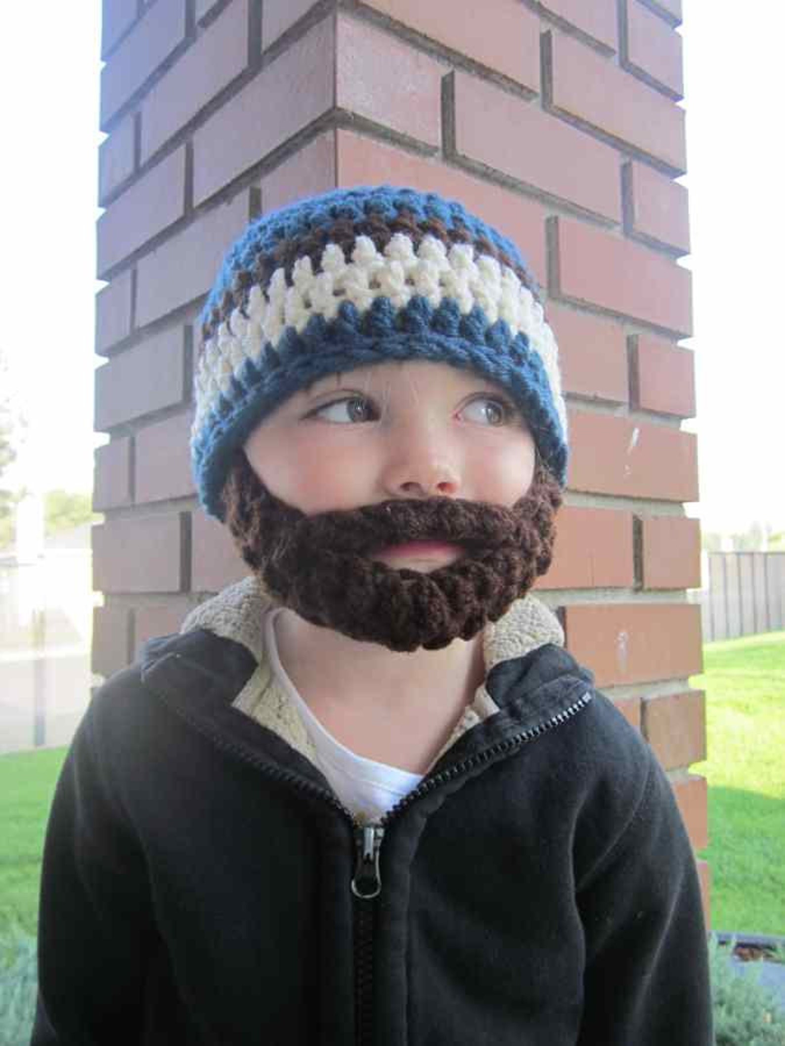 Kids ULTIMATE Bearded Beanie Windsor Blue Mix - Etsy