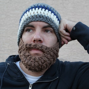 Adult ULTIMATE Bearded Beanie Heather Grey Navy Mix - Etsy