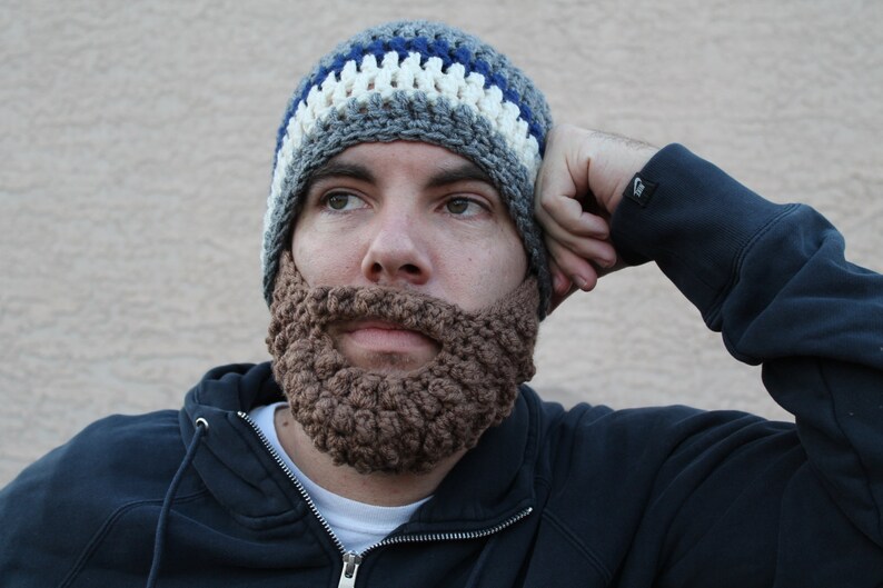Adult ULTIMATE Bearded Beanie Heather Grey Navy Mix - Etsy