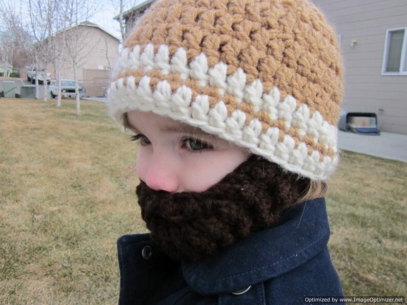 Kids ULTIMATE Bearded Beanie Warm Brown 2-stripe - Etsy