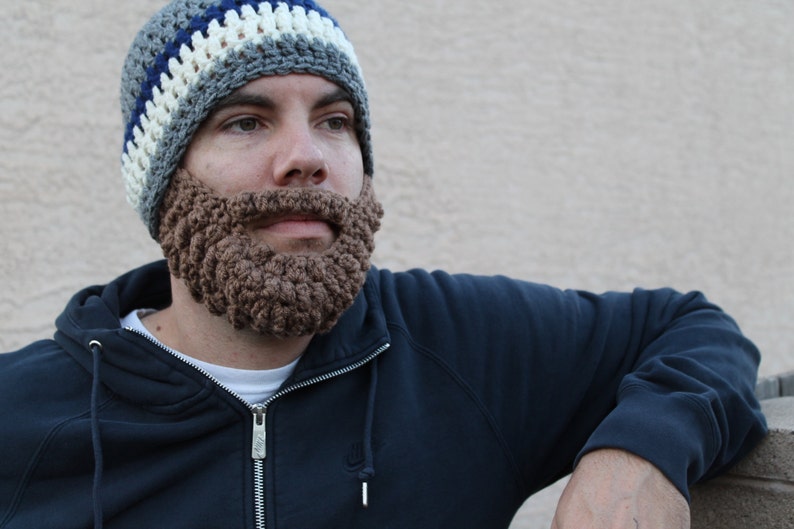 Adult ULTIMATE Bearded Beanie Heather Grey Navy Mix - Etsy
