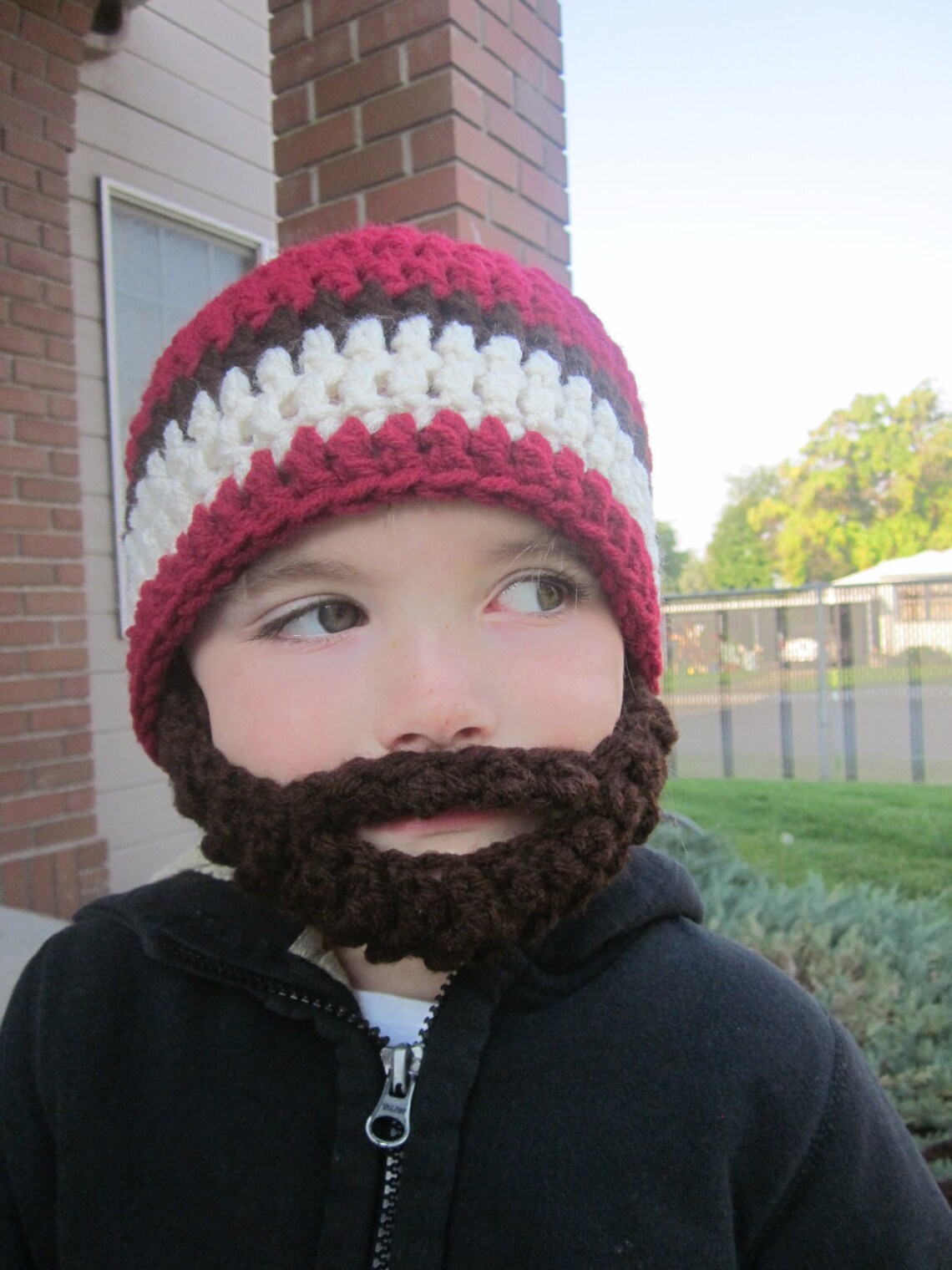 Kids ULTIMATE Bearded Beanie Burgundy Mix | Etsy