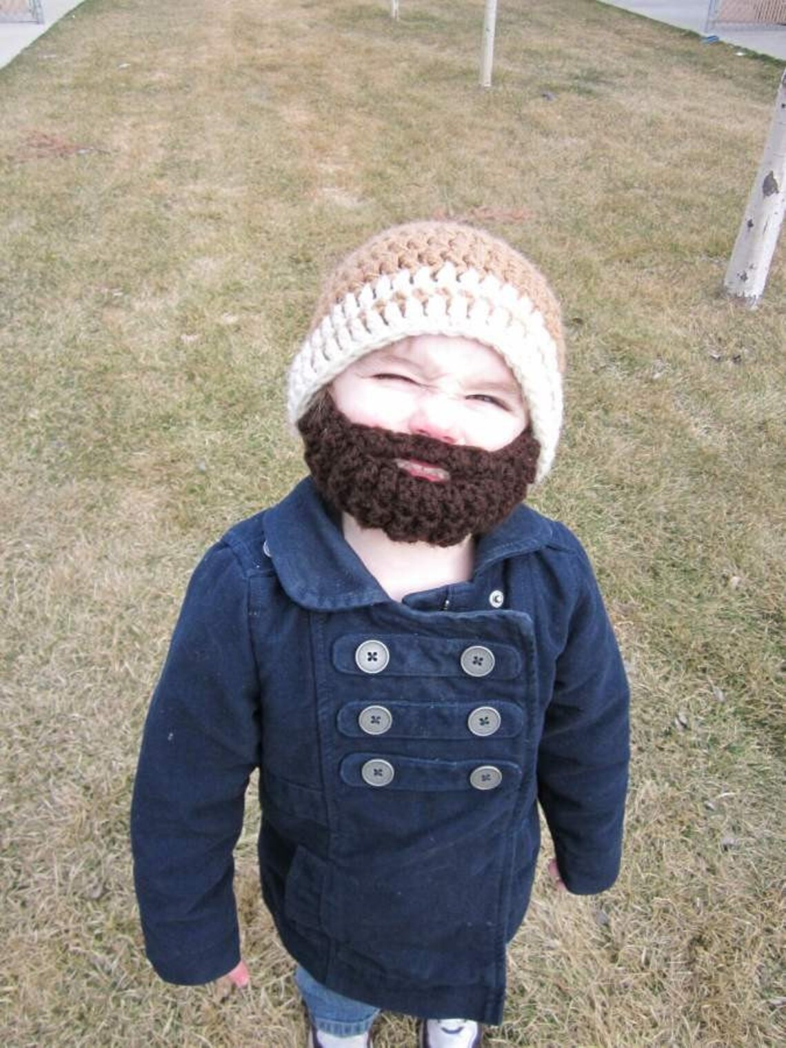 Kids ULTIMATE Bearded Beanie Warm Brown 2-stripe - Etsy