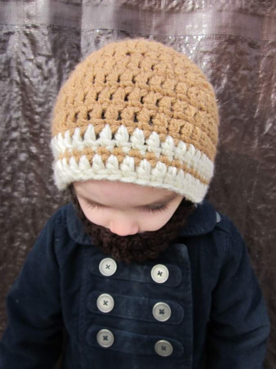 Kids ULTIMATE Bearded Beanie Warm Brown 2-stripe - Etsy