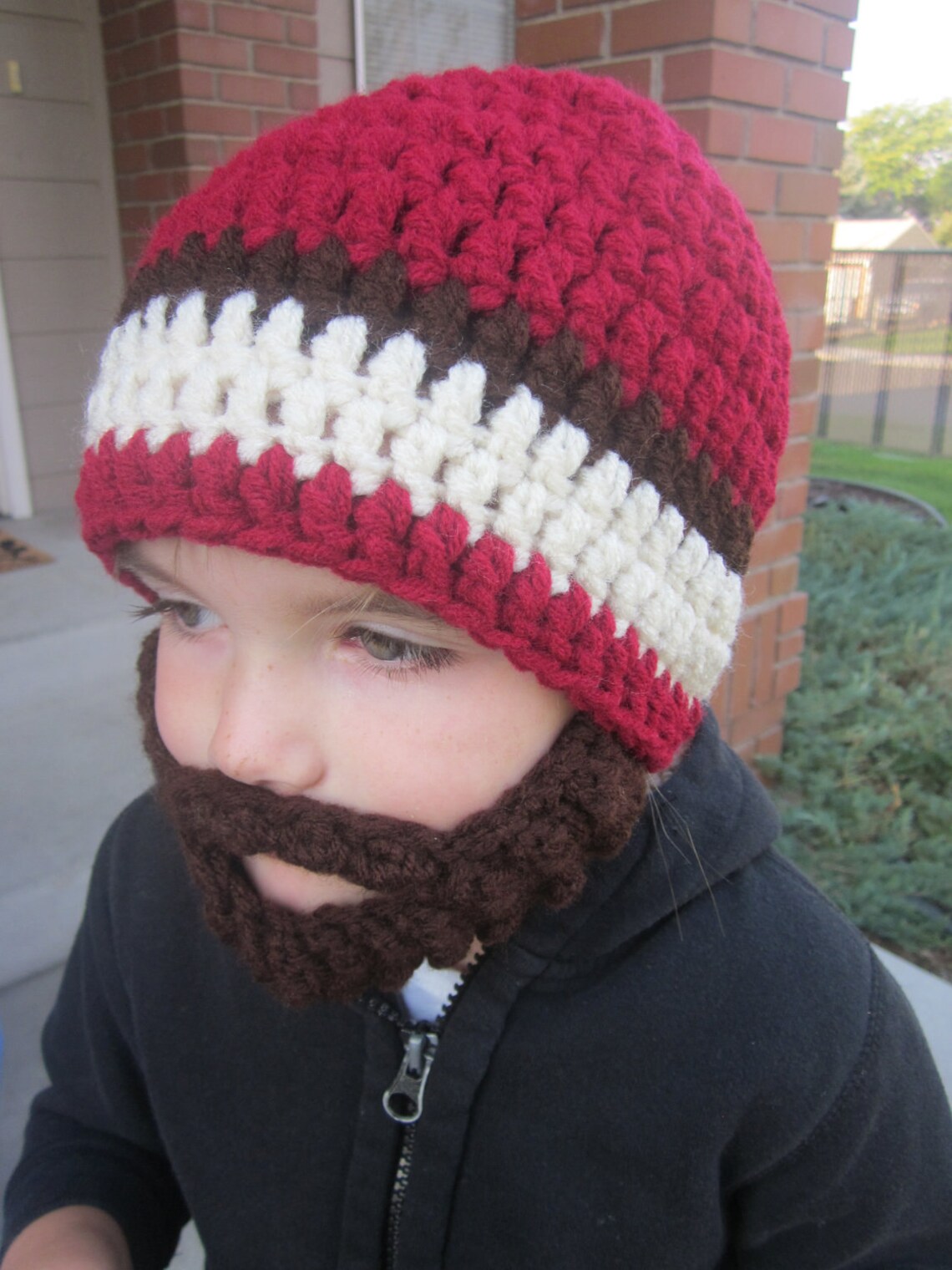 Kids ULTIMATE Bearded Beanie Burgundy Mix - Etsy