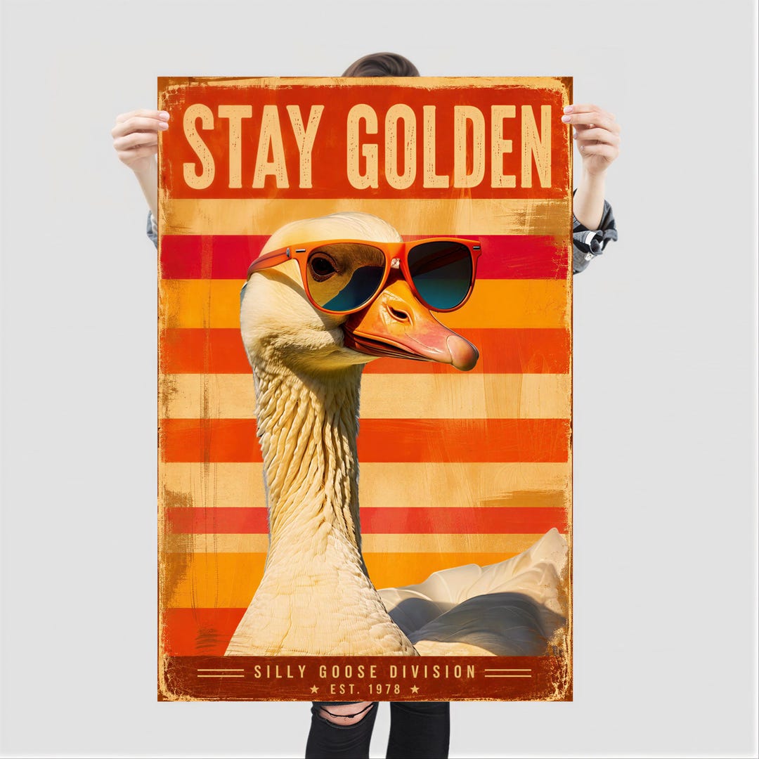 Funny Retro Goose Poster, Sunset Vibes, Silly Sunglasses (multiple ...