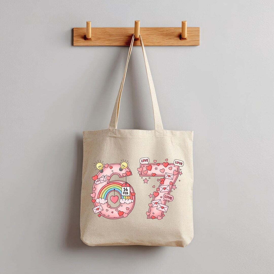 6 7 Meme Tote Bag Viral Tiktok Trend Funny Internet Meme Valentines ...