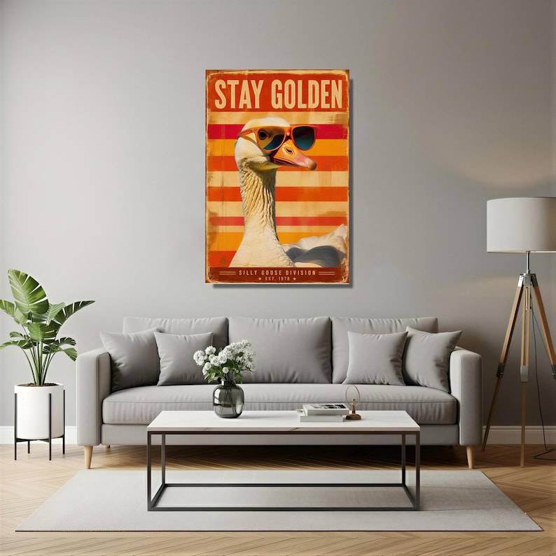 Funny Retro Goose Poster, Sunset Vibes, Silly Sunglasses (multiple ...