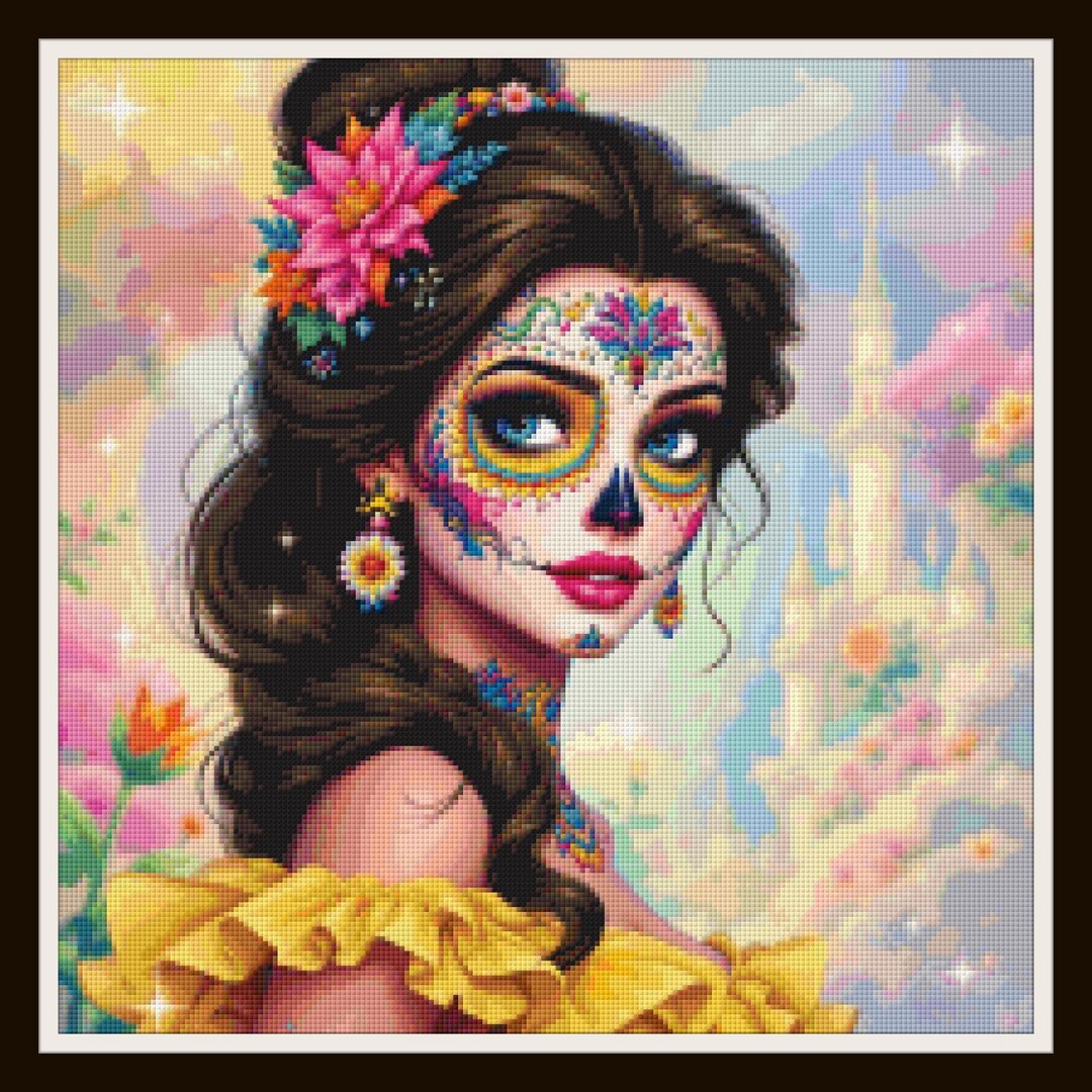 Lisa Frank Inspired Disney Princess Sugar Skull Belle Advanced Cross ...