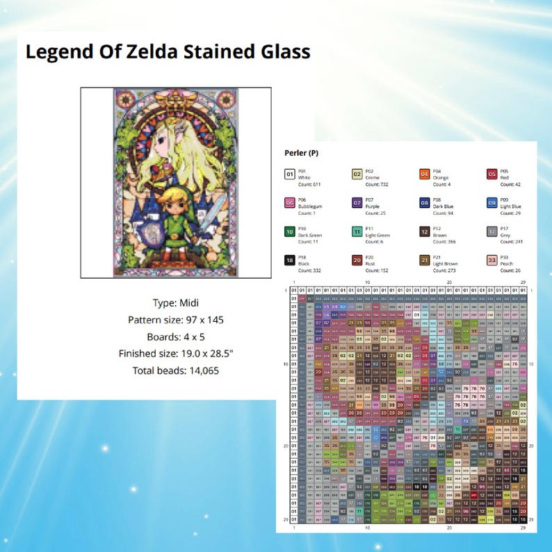 Legend of Zelda Stained Glass Perler Bead Pattern PDF - Etsy