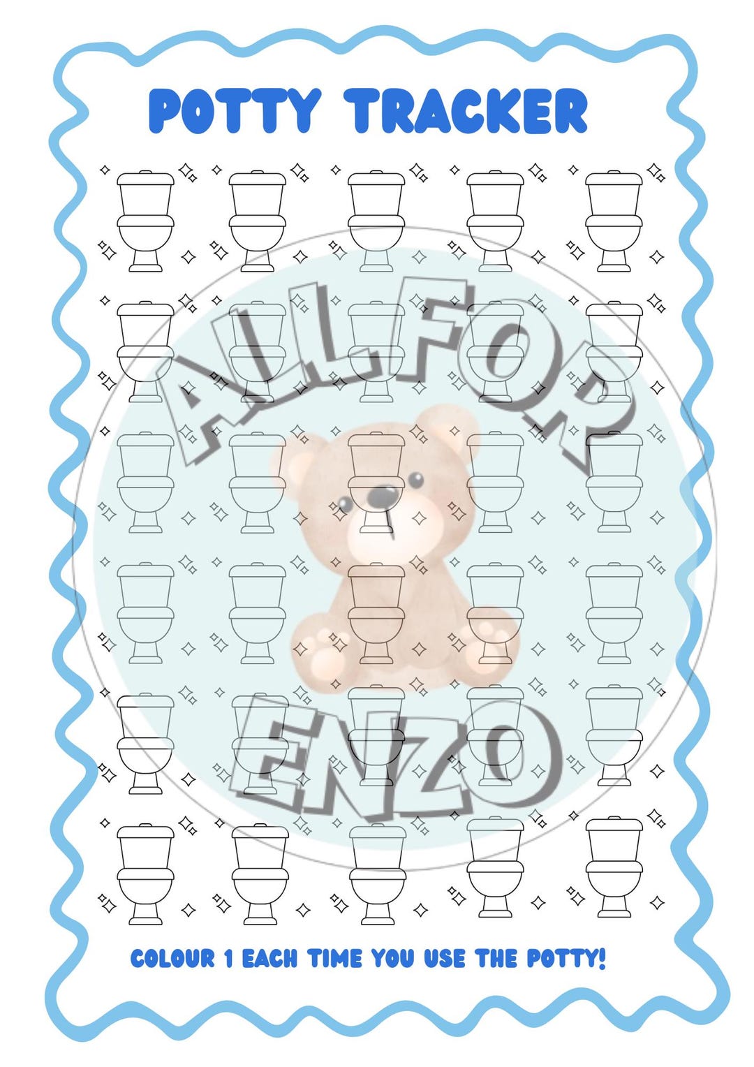 Potty Training Colour-in Chart - 3 Colours Available - Etsy