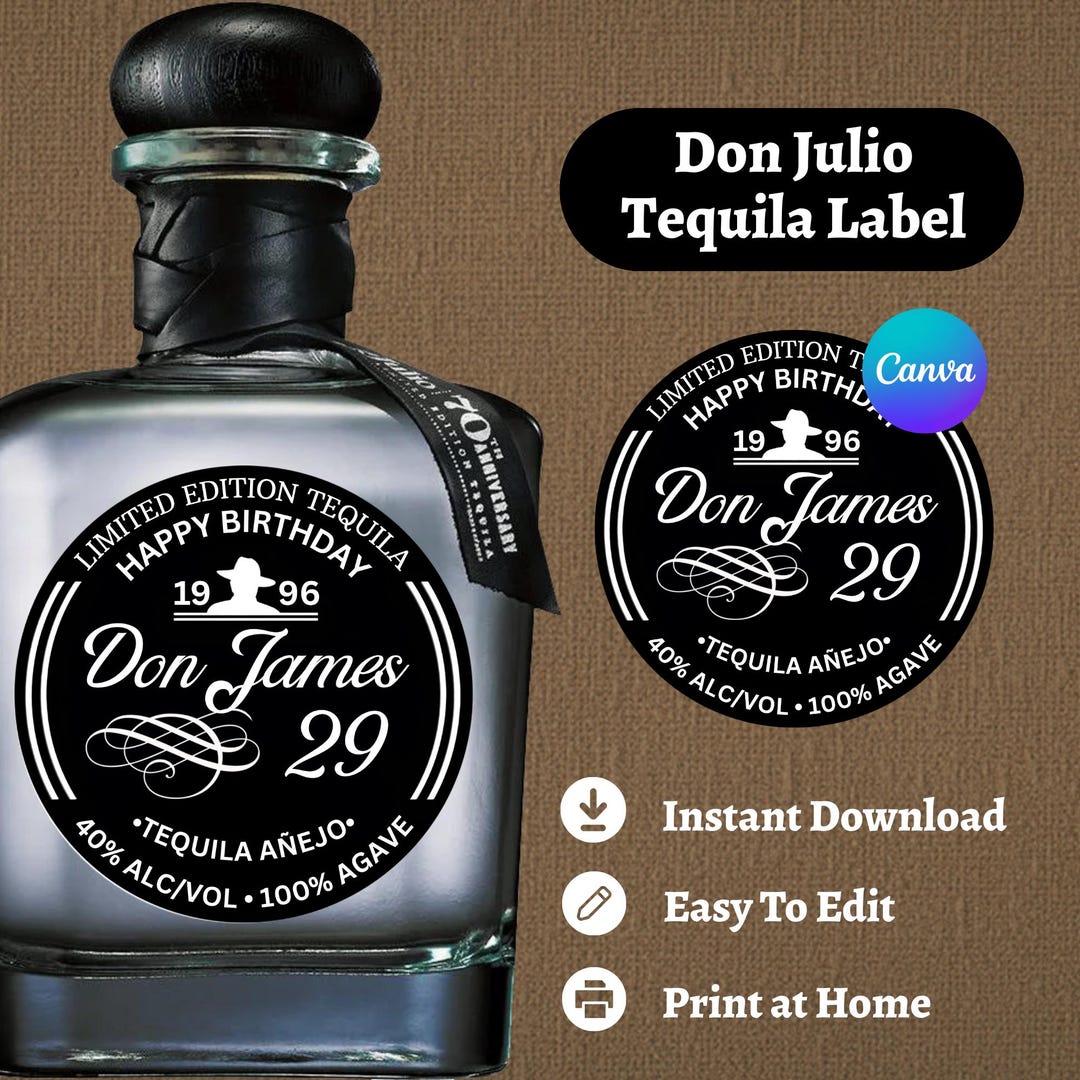 Personalized Don Julio Tequila Black Label Canva Template, Custom ...