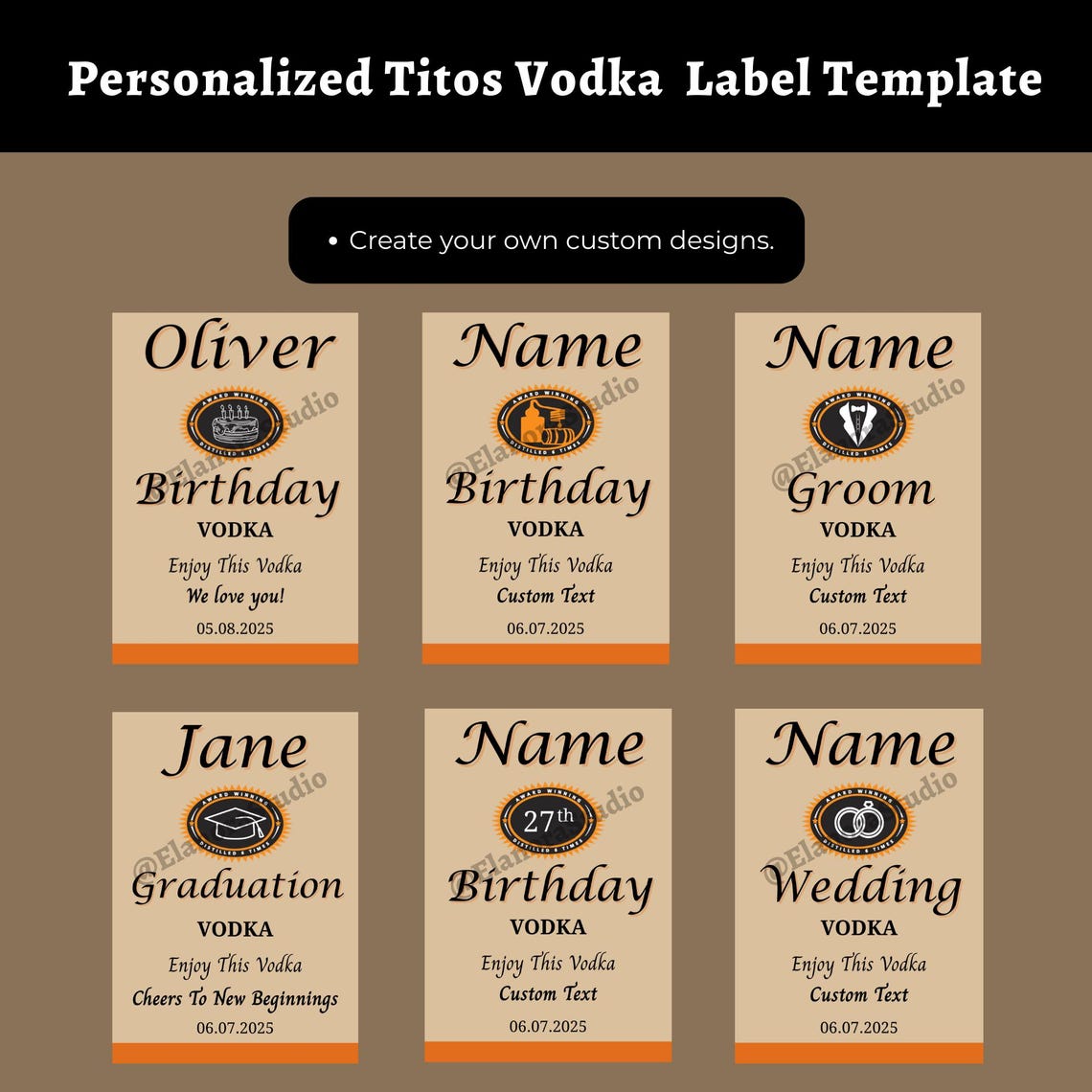 Editable Titos Vodka Label Canva Template, Personalized Alcohol Bottle ...