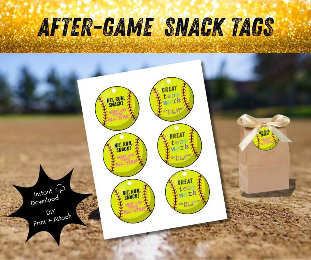 After-game Softball Snack Tags - Etsy