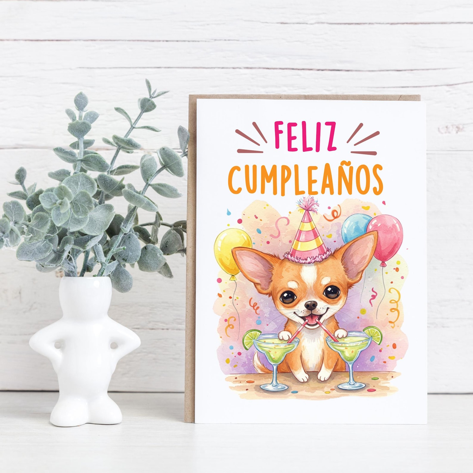 Chihuahua Feliz Cumpleanos Card, Happy Birthday in Spanish, Cute ...