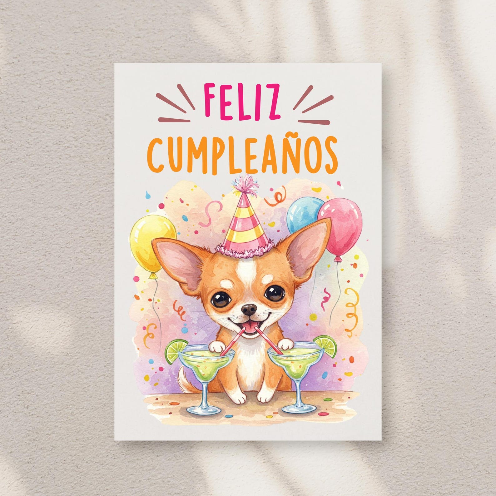 Chihuahua Feliz Cumpleanos Card, Happy Birthday in Spanish, Cute ...