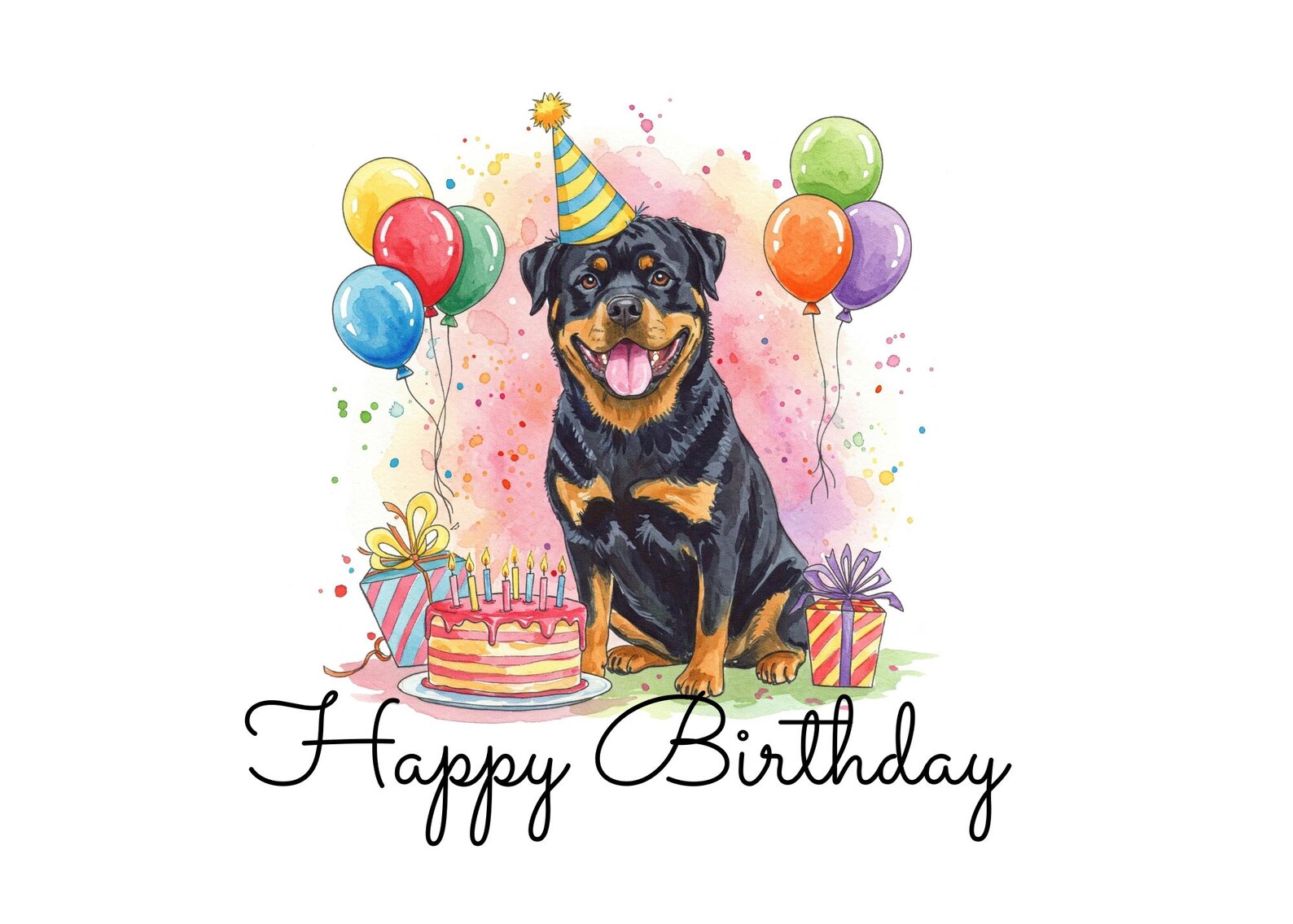 Cute Rottweiler Birthday Card for Dog Lovers - Etsy