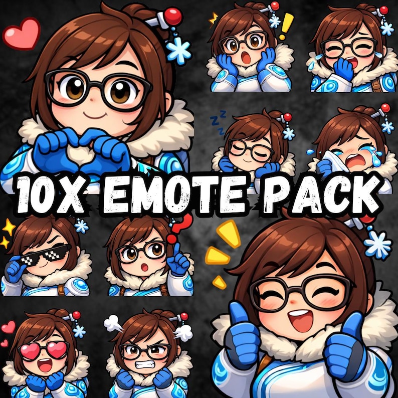 Mei Overwatch Emote Pack | Chibi Streamer Pngs (digital Download ...