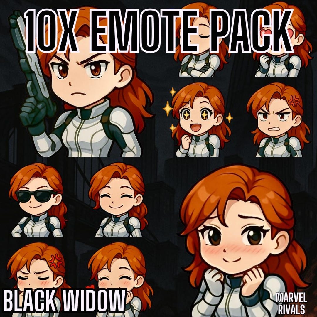 Black Widow Emotes Set 10 Pack Chibi Superhero Twitch Emotes for ...