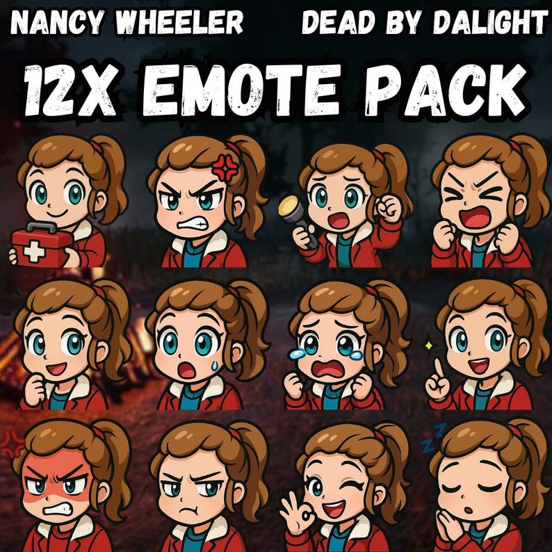 Dead by Daylight Nancy Chibi Emotes | Twitch/discord PNG Pack - Etsy