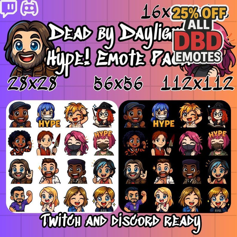 Dead by Daylight Hype Emote Pack – 16x Twitch & Discord Emotes ...