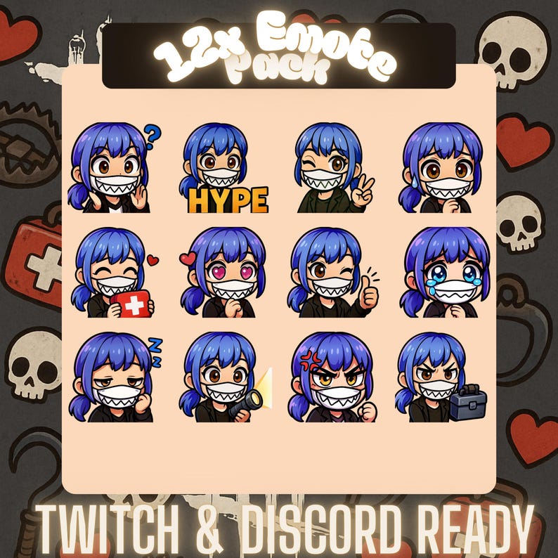 Chibi Feng Min Emote Pack | Gamer Reaction Icons for Twitch & Discord ...