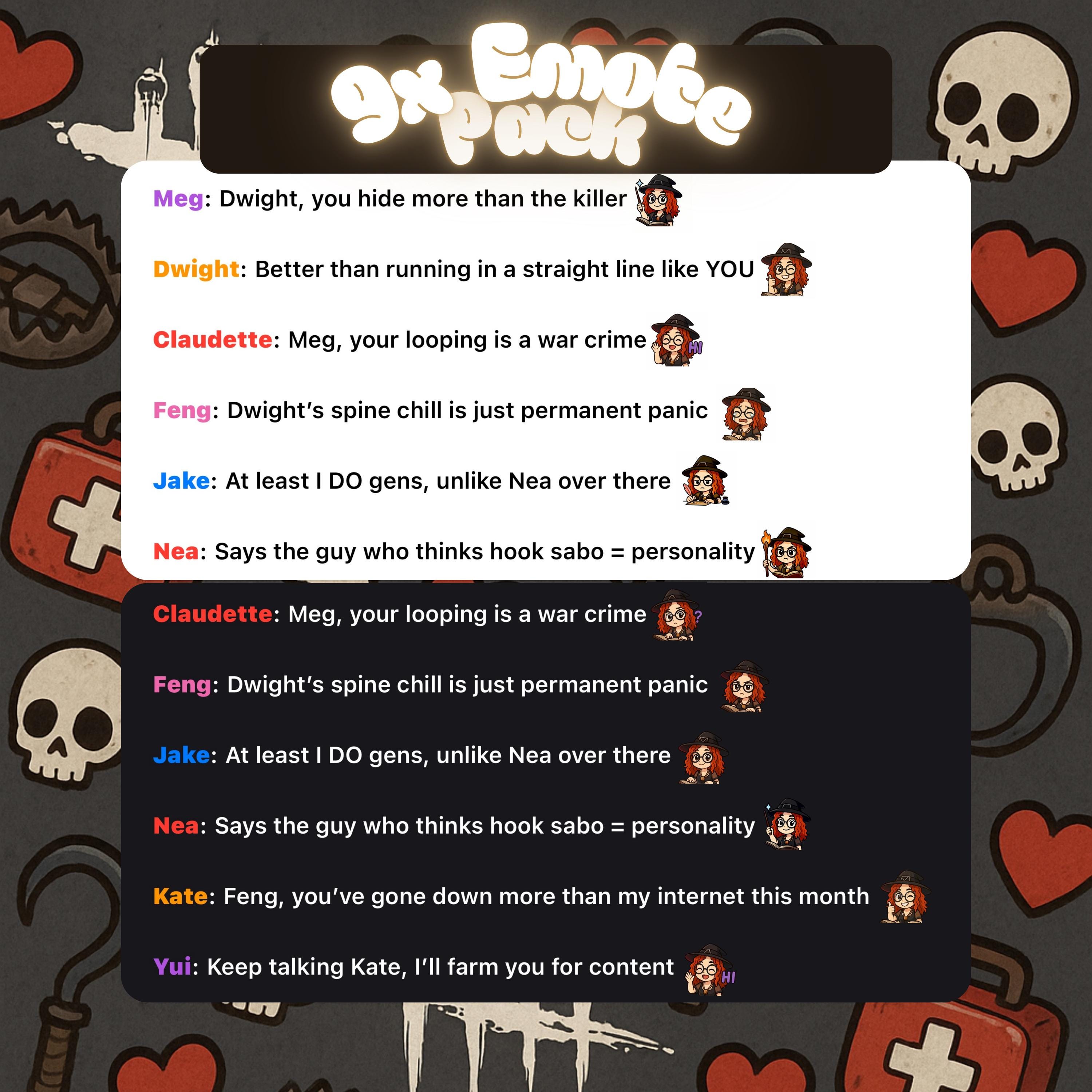 Dead by Daylight Mikaela Reid Emotes | Witchy Chibi Emoji Pack (digital ...