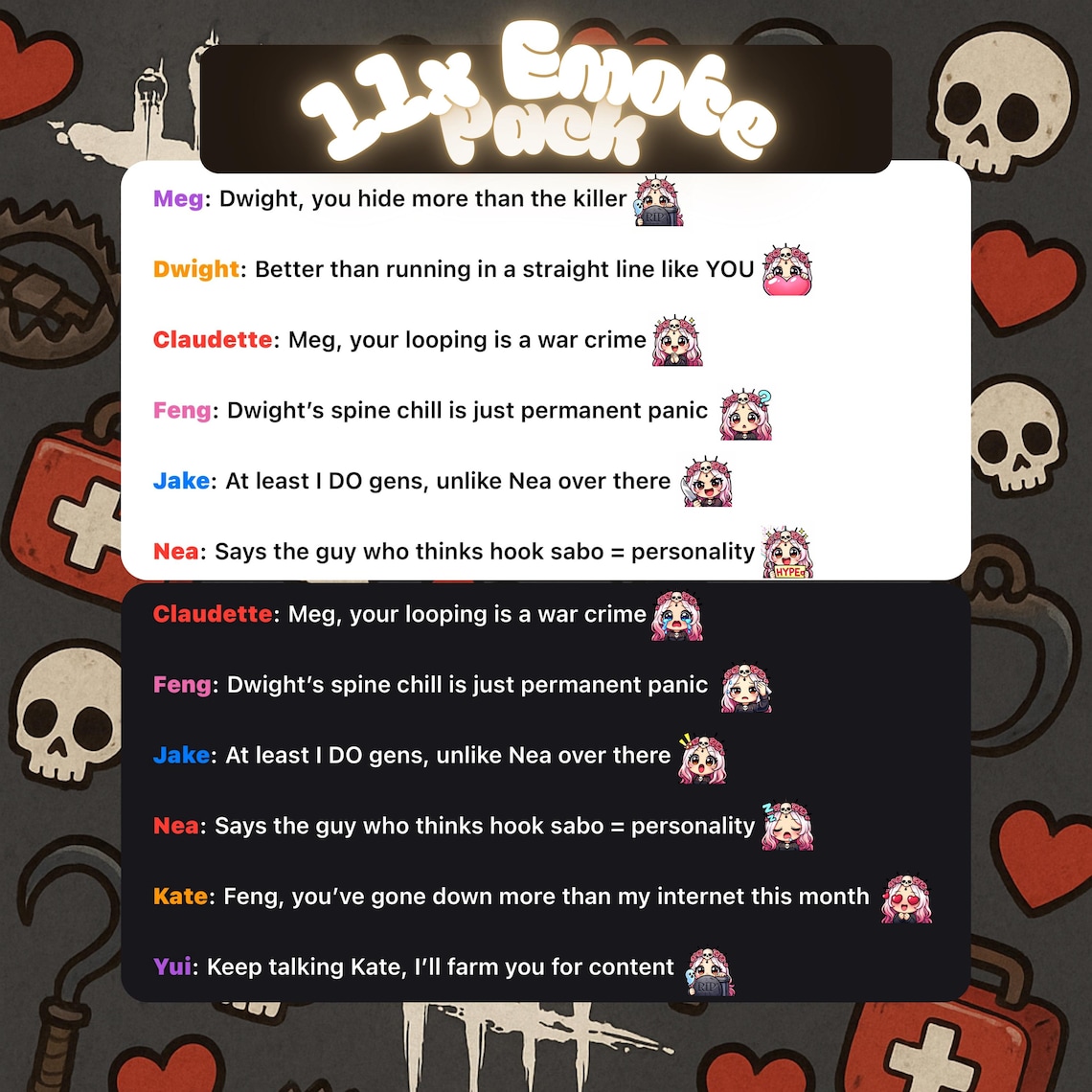 Sable Ward Emote Pack | Dead by Daylight Twitch Emotes | Cute Goth ...