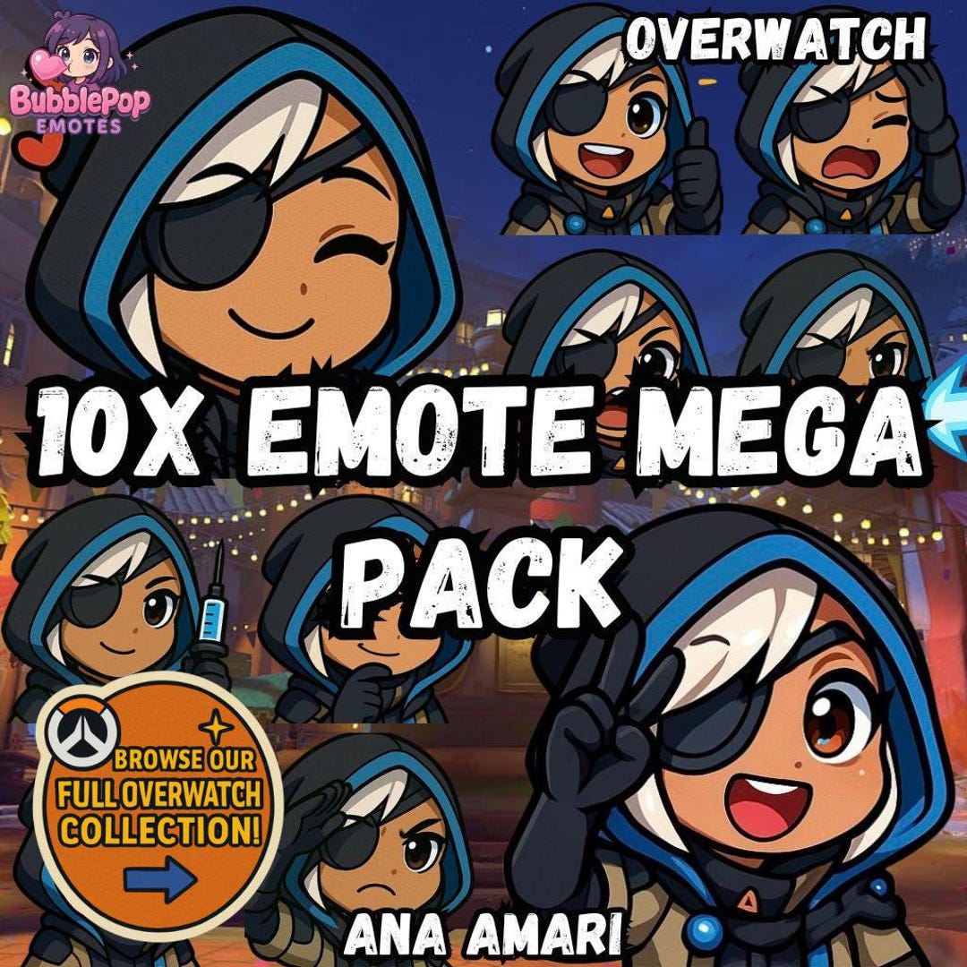 Tactical Ana Chibi Emote Set | Overwatch Sniper Support Twitch Discord ...