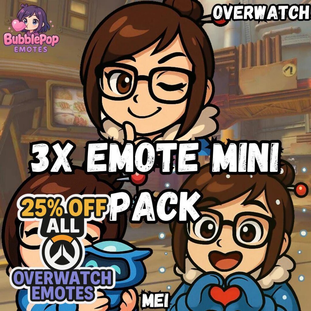 Overwatch Mei Twitch Emotes | 3x Chibi Emote Mini Pack | Cute PNG ...