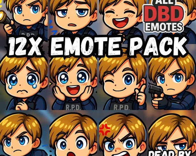 Dead by Daylight Leon S. Kennedy Emotes – 12x Twitch & Discord Emote ...