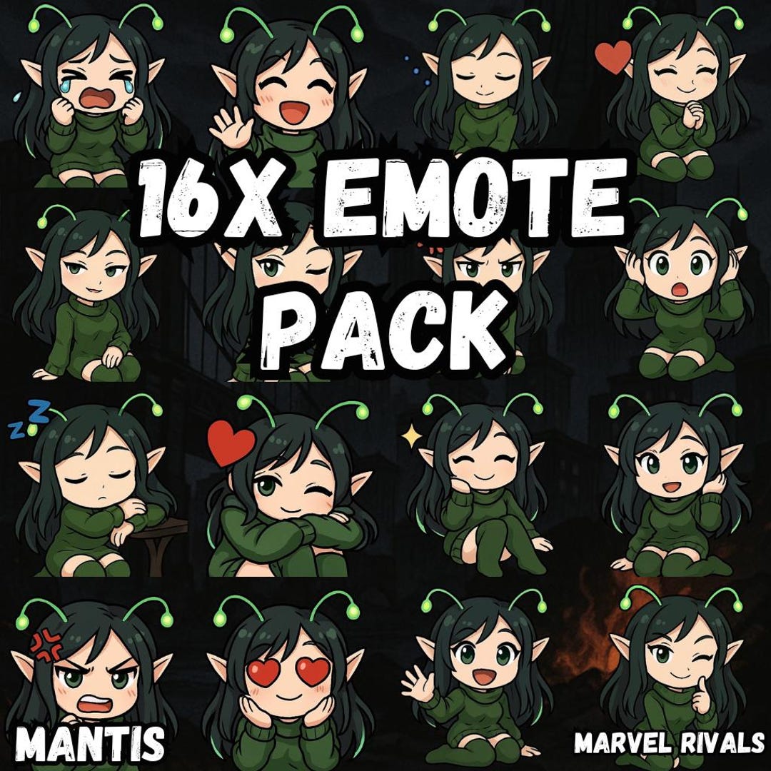Marvel Rivals Cozy Mantis Emotes | 16x Chibi Twitch & Discord Emoji ...