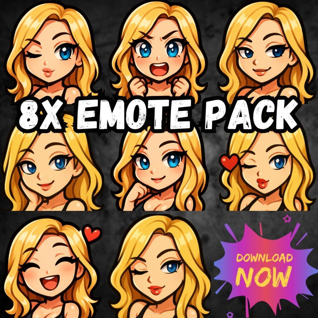 Blonde Girl Twitch Emotes: Flirty Chibi Streamer Pack - Etsy