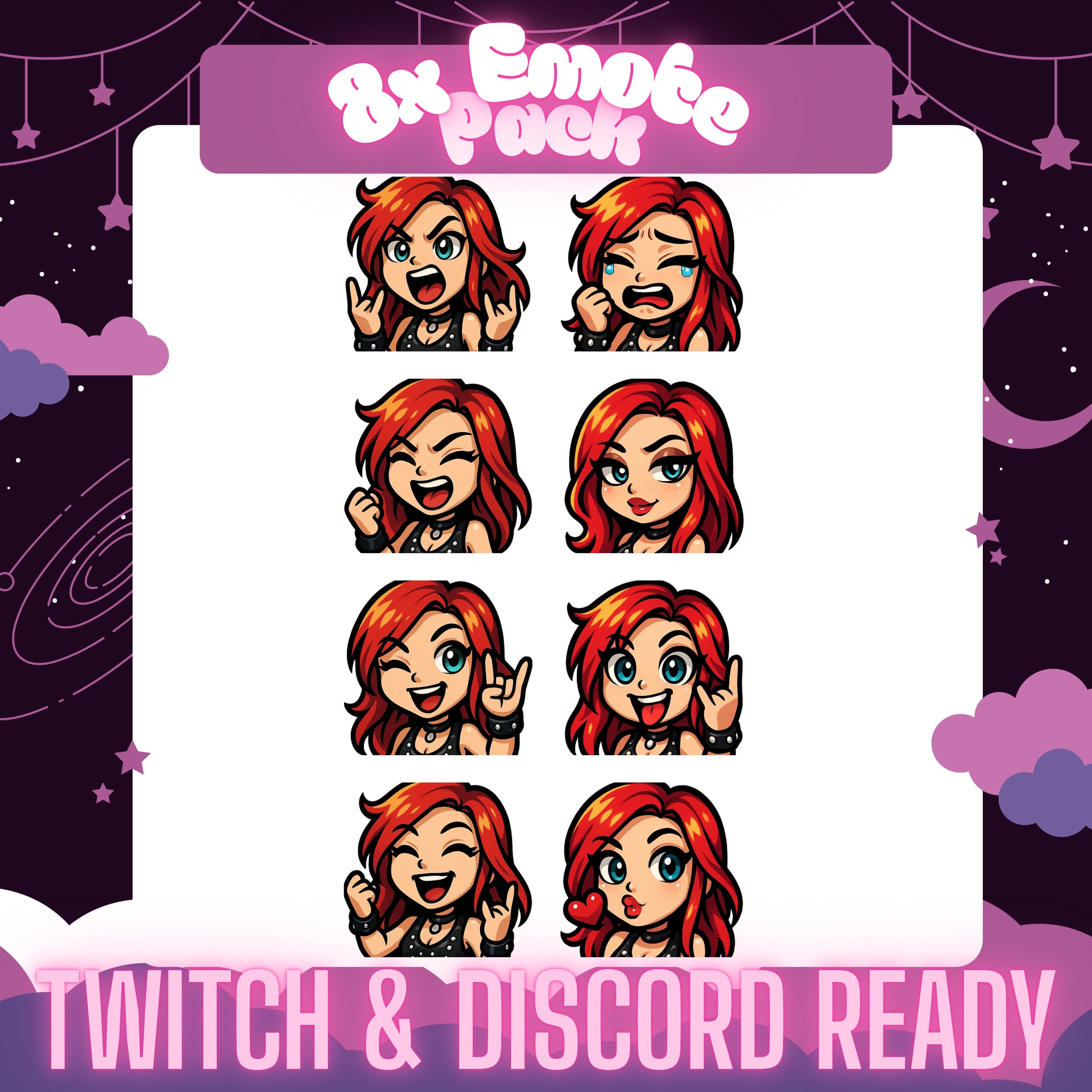 Metalhead Chibi Emotes: Red-haired Rocker Girl - Twitch & Discord ...