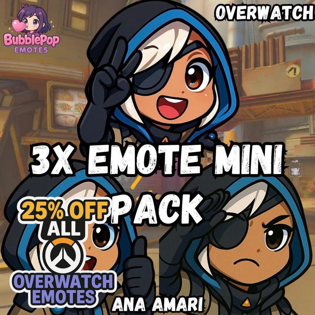 Chibi Ana Amari Emotes Pack for Twitch | Overwatch Inspired Mini Emote ...