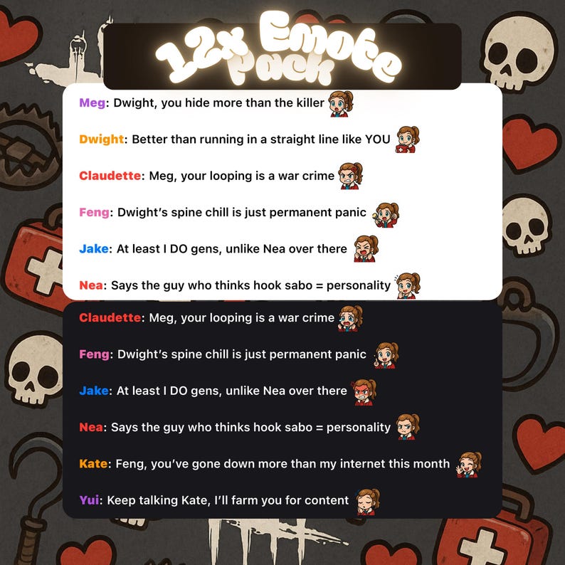 Dead by Daylight Nancy Chibi Emotes | Twitch/discord PNG Pack - Etsy