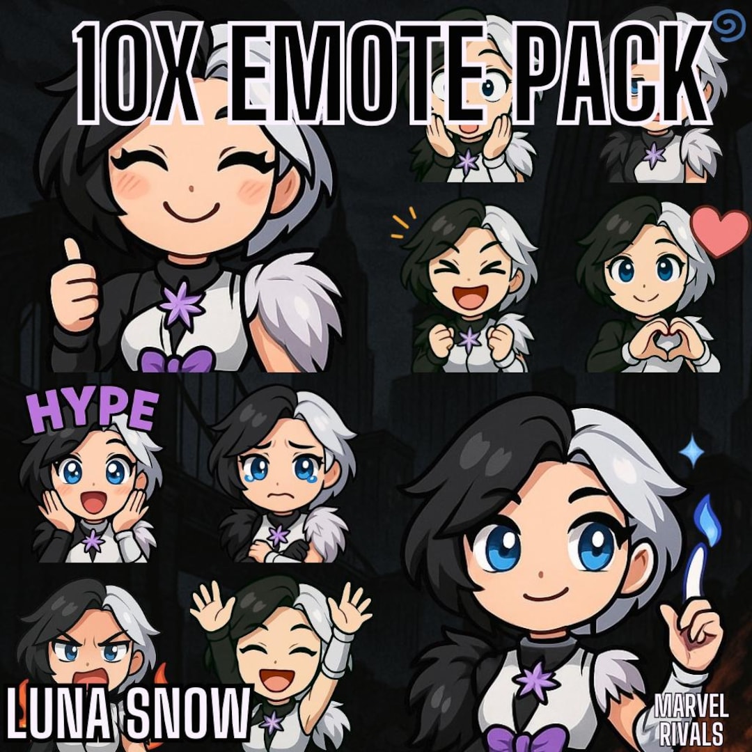 Luna Snow Emotes | 10x Twitch & Discord Chibi Emoji Pack | Marvel K-pop ...