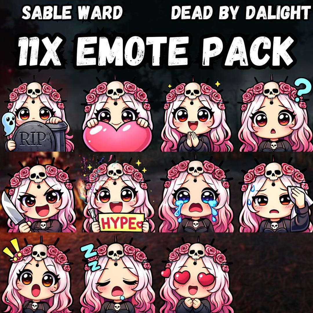 Sable Ward Emote Pack | Dead by Daylight Twitch Emotes | Cute Goth ...
