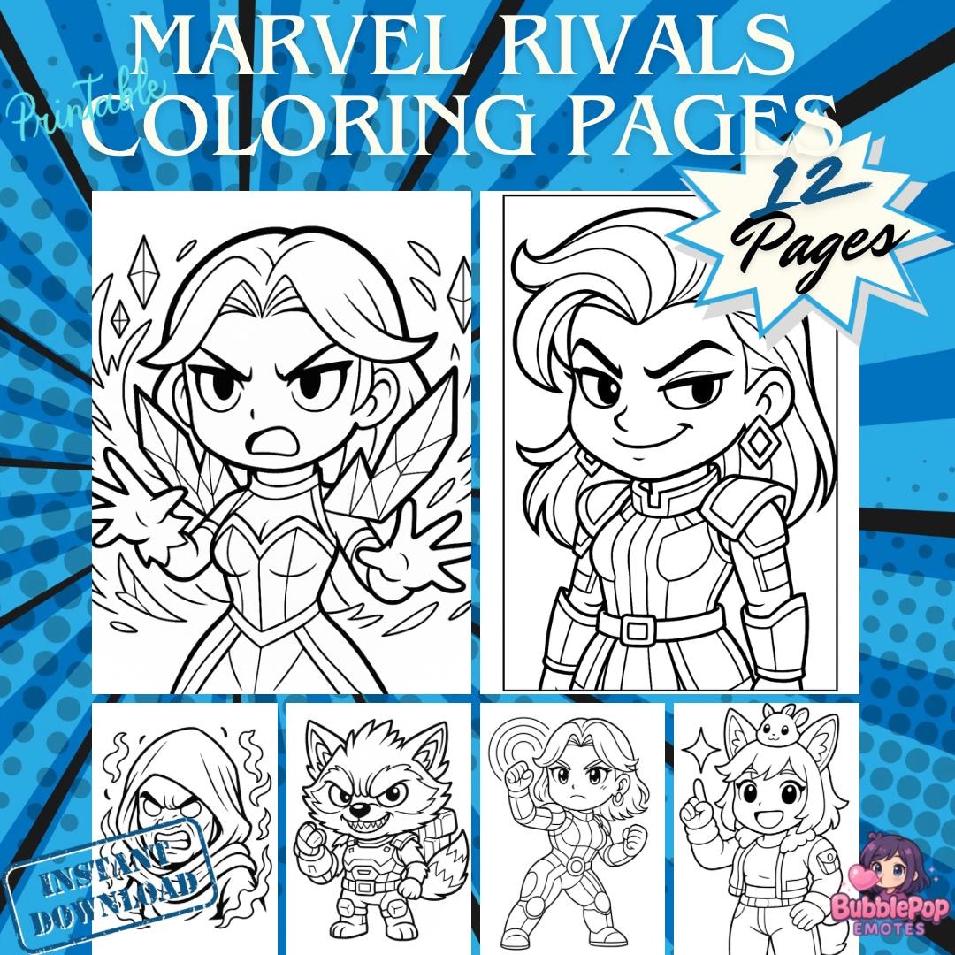 Marvel Rivals Printable Coloring Pages | 12 Cute Chibi Superhero Sheets ...