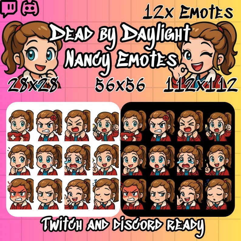 Dead by Daylight Nancy Twitch Emotes | 12x DBD Survivor Emotes ...