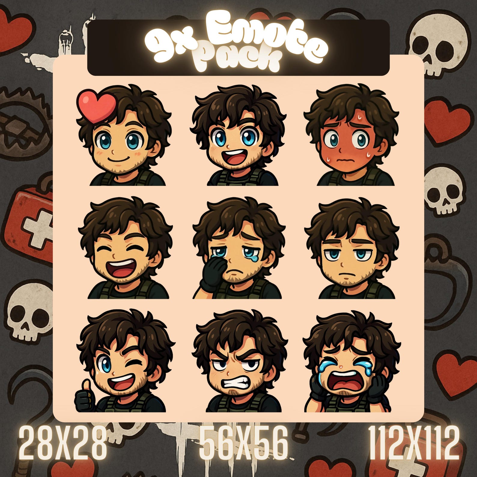 Chibi Style Carlos Oliveira Emote Pack | Resident Evil DBD Twitch ...