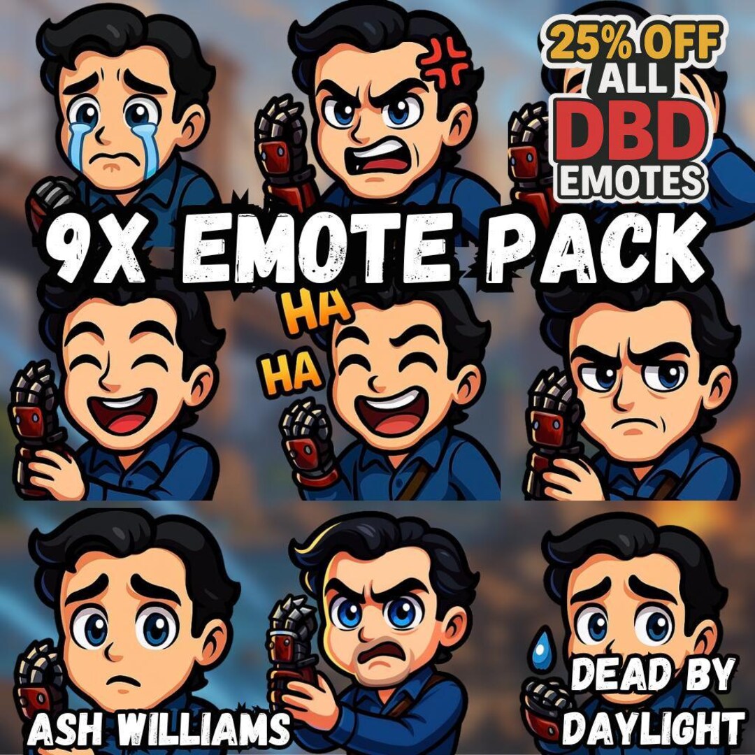 Ash Williams Emote Pack | Dead by Daylight Emotes | 9x Twitch & Discord ...