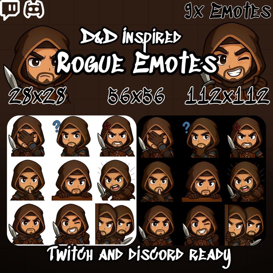 Rogue Emotes Set 9 Pack Chibi Stealthy Assassin Twitch Emotes for ...