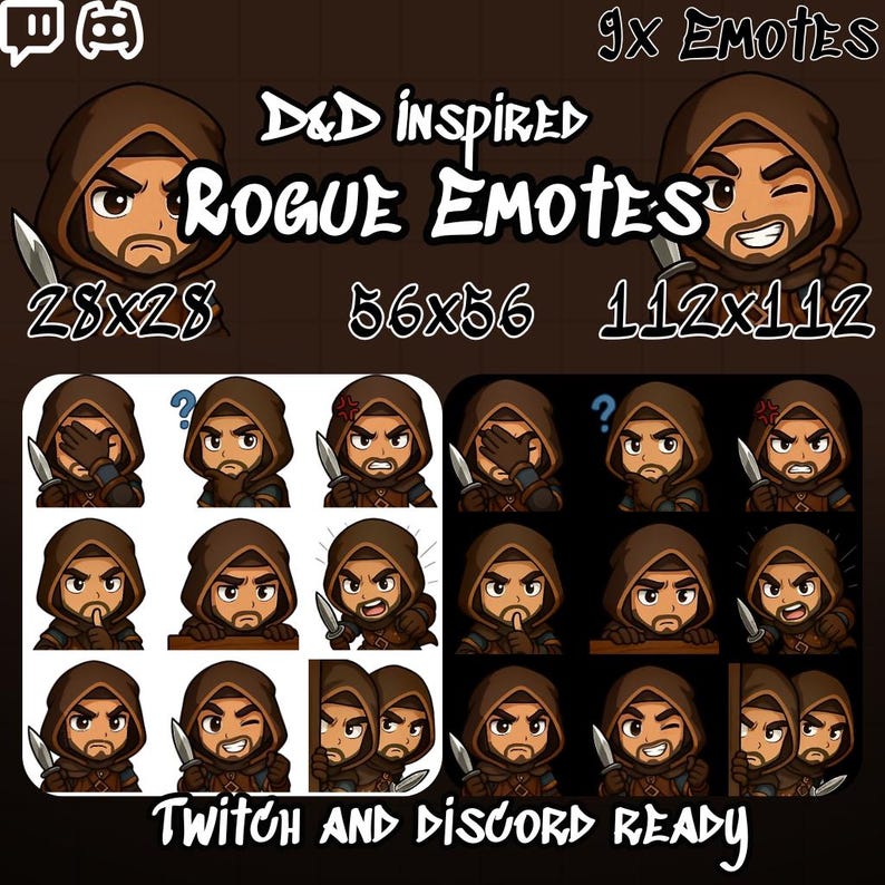 Rogue Emotes Set 9 Pack Chibi Stealthy Assassin Twitch Emotes for ...