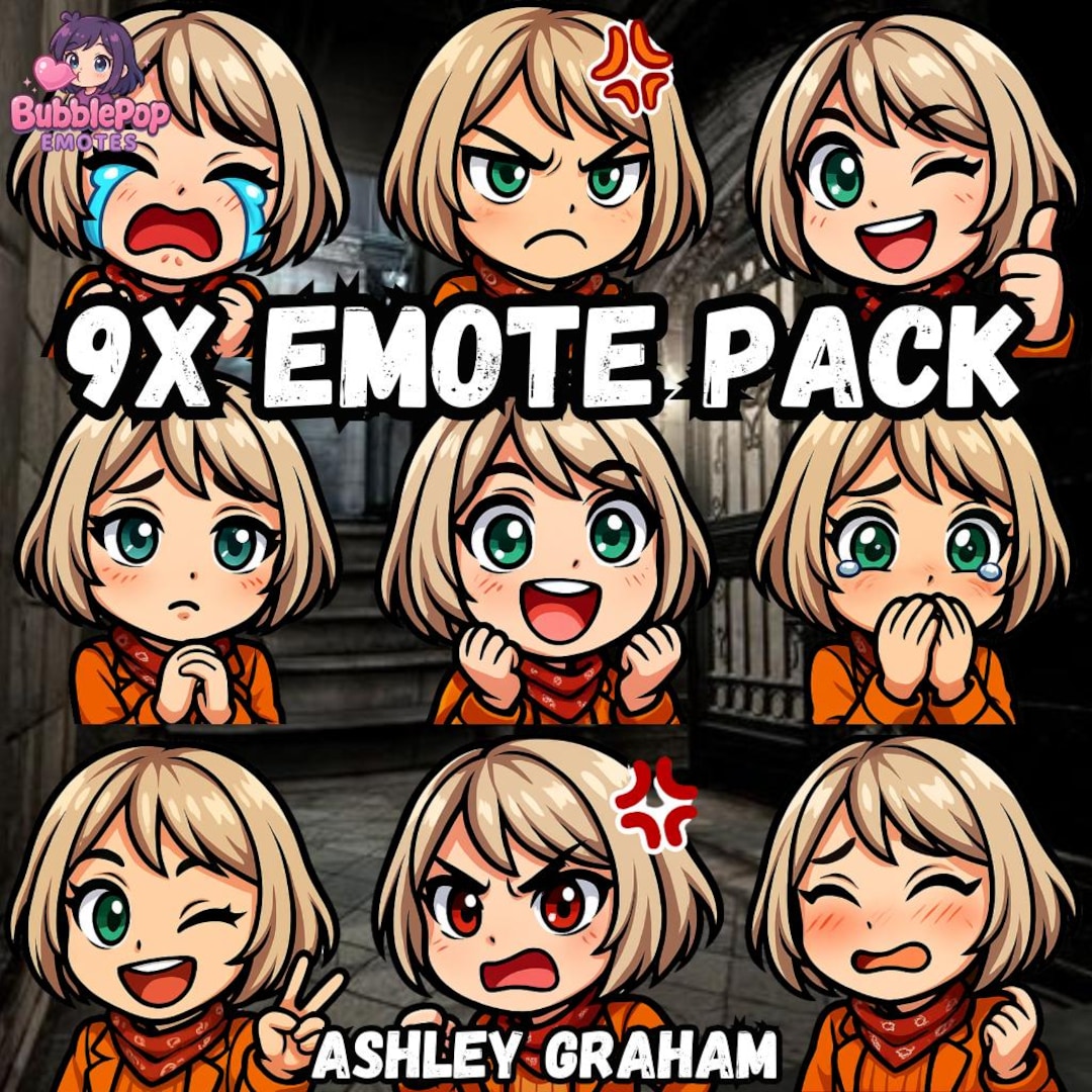 Ashley Graham Emote Pack | Resident Evil Twitch Emotes | Cute Horror ...
