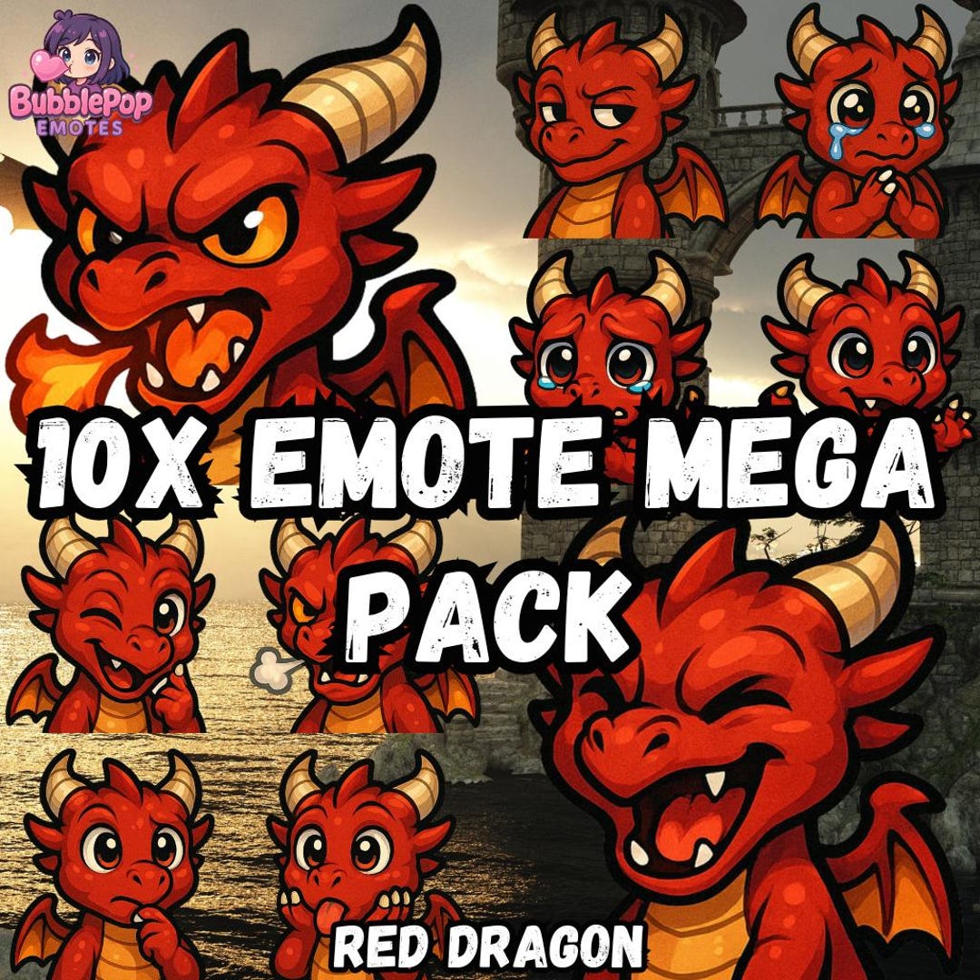 Chibi Red Dragon Emotes: D&D Twitch/discord Streamer Set - Etsy